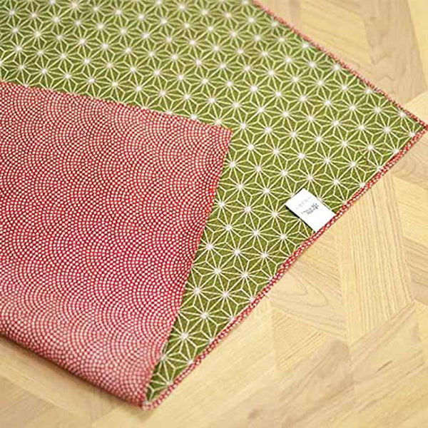 Komon - Double-Sided Dyeing - Samekomon x Asanoha (Red x Rikyu) さざら織両面 – Magnificent Items from ...