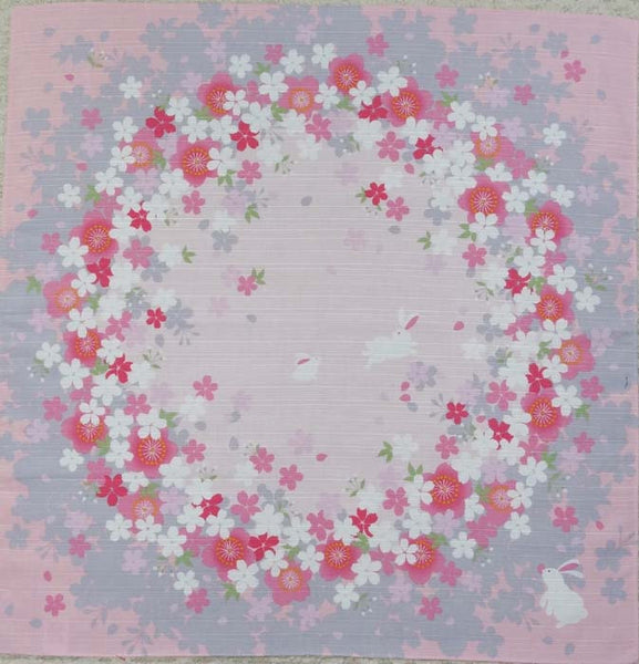 Yu-Soku - Sakura no wa (Wheel of Sakura & Rabbit) - Furoshiki 50 x 50 ...