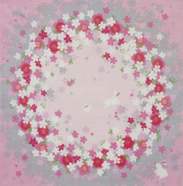 Yu-Soku - Sakura no wa (Wheel of Sakura & Rabbit) - Furoshiki 50 x 50 ...
